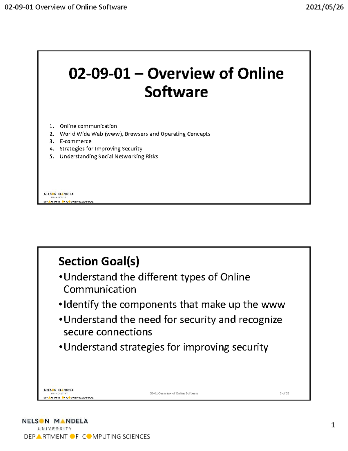 SCIENCES 02-09-01 Overview of Online Communication and Security - Studocu