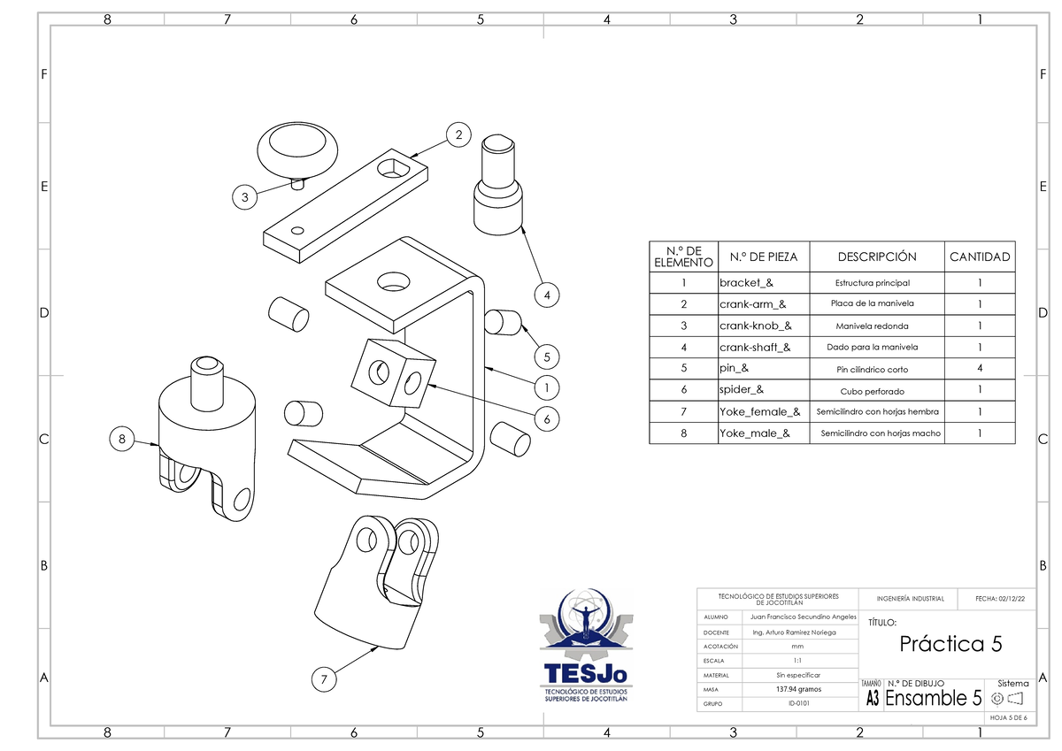 Práctica 5 - Ensamble de Piezas en SolidWorks - Ingeniería Industrial ...