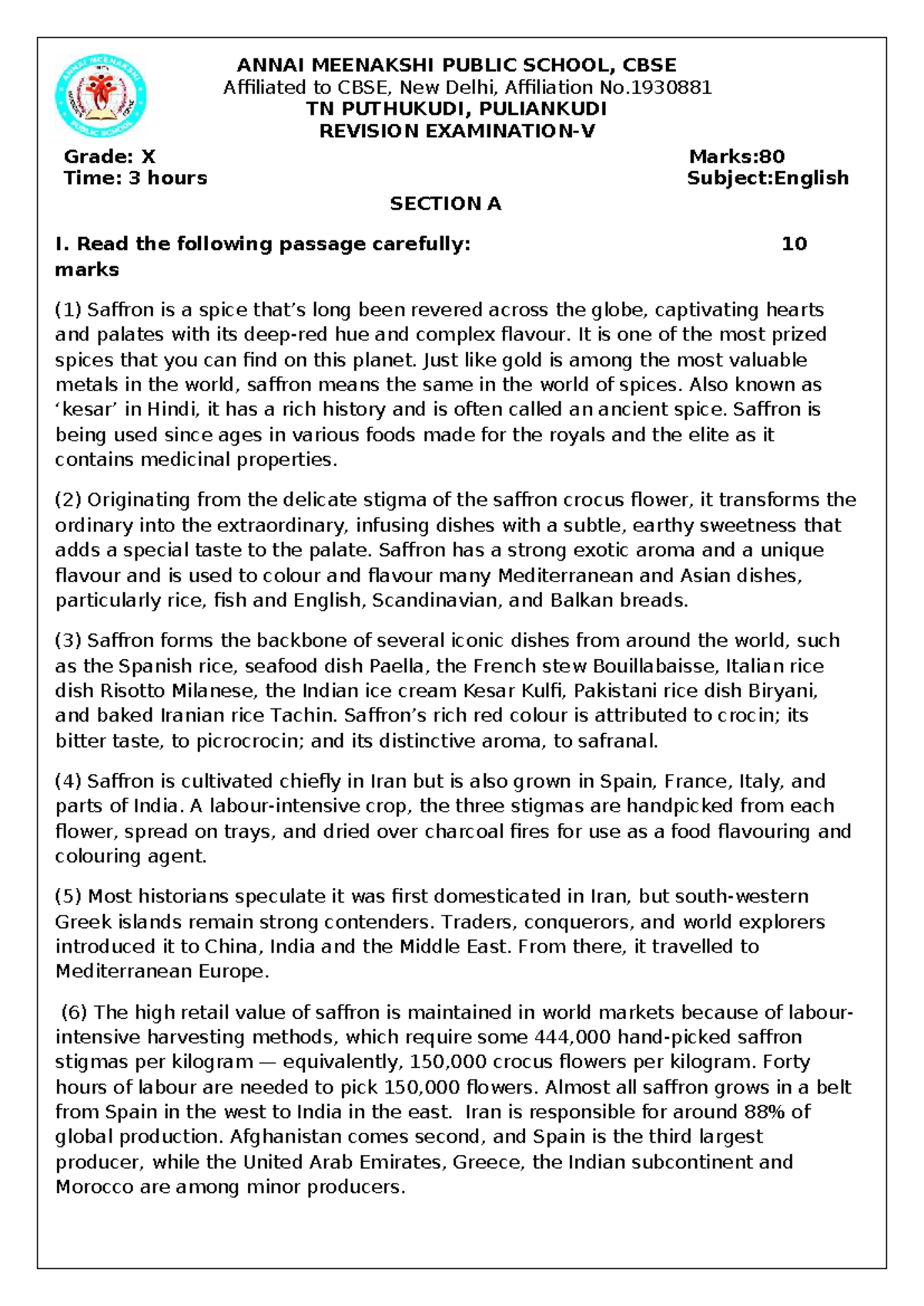 Revision V English - Important Questions for Grade X (CBSE) - Studocu
