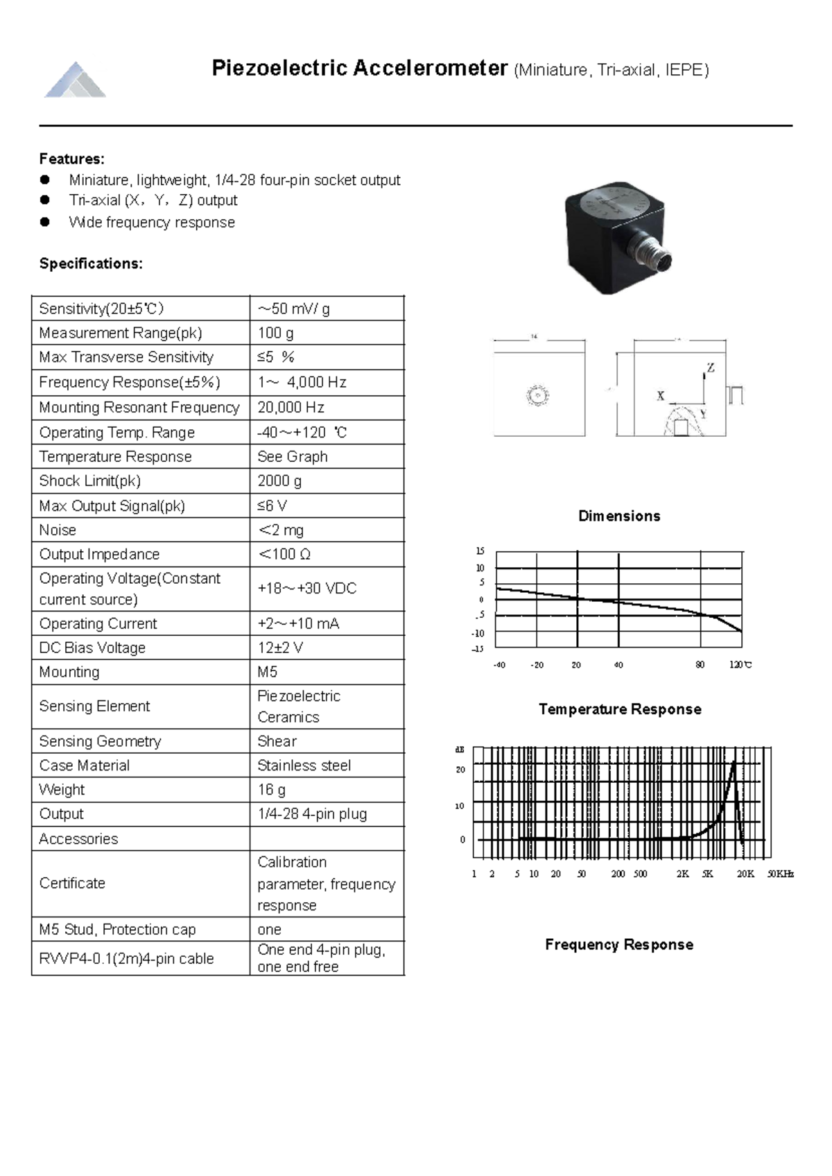 Triaxial IEPE Piezoelectric Accelerometer Specifications and Features - Studocu