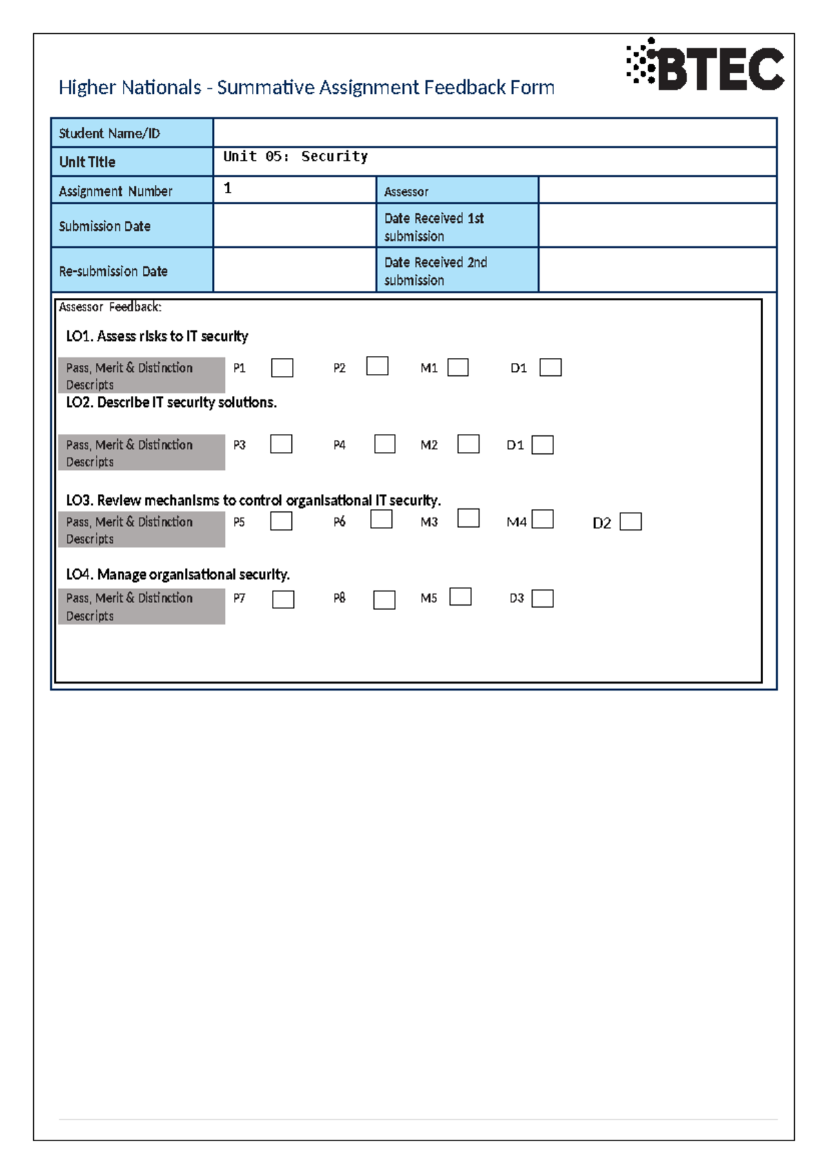 Unit 05 Security - merit - Higher Nationals - Summative Assignment ...