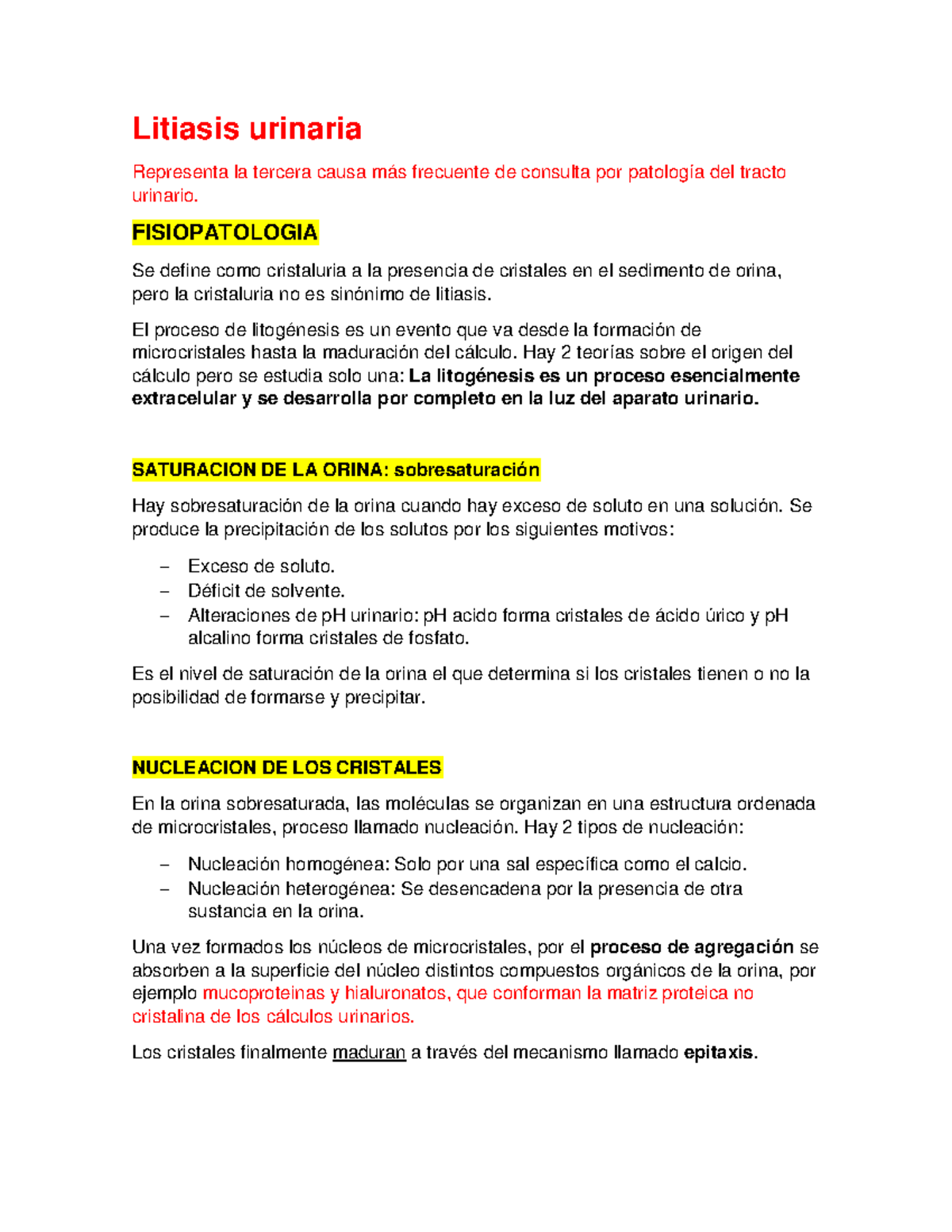 Litiasis Urinaria - Semiología y Fisiopatología (Curso de Medicina ...