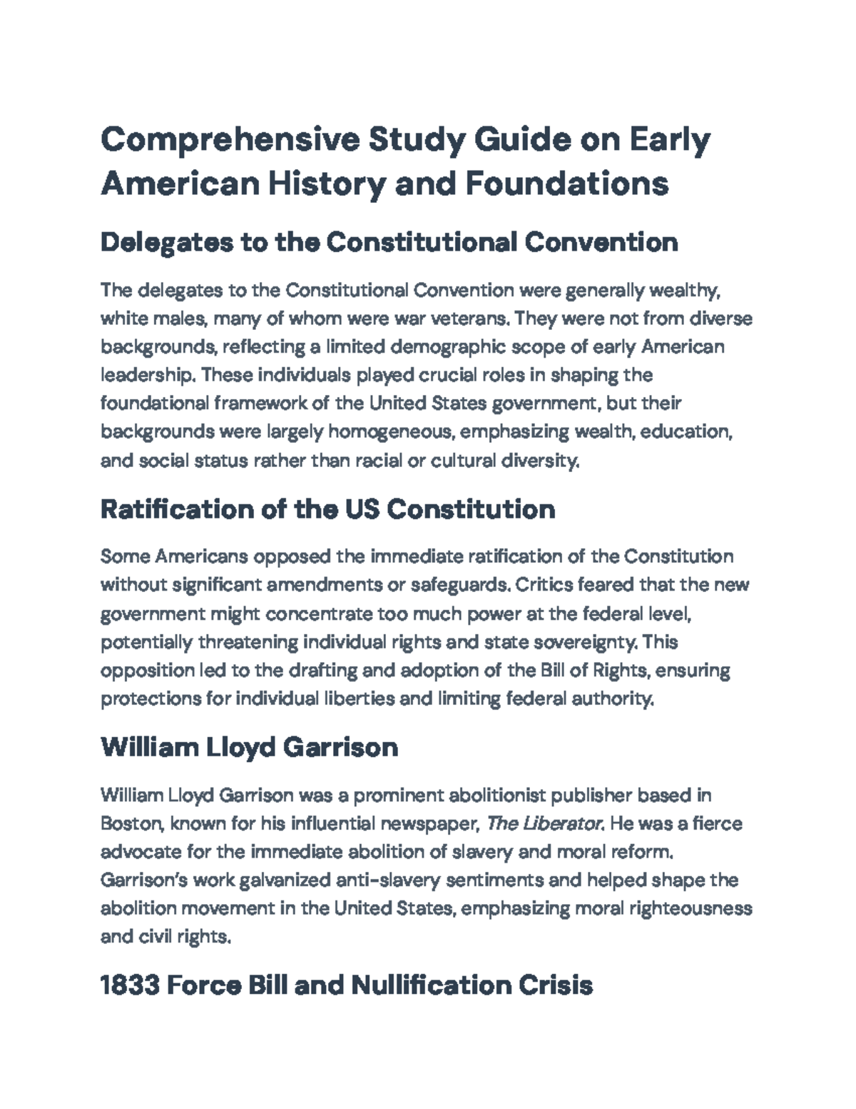 Comprehensive Study Guide on US History: Constitutional Foundations ...