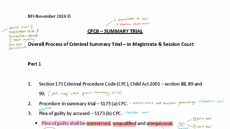 CPCII LAD5073 Summary Trial Process Overview 2024 - Studocu
