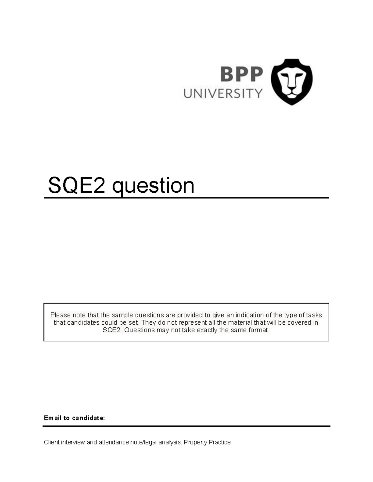 SQE2 Client Interview & Attendance Analysis: Property Practice - Studocu