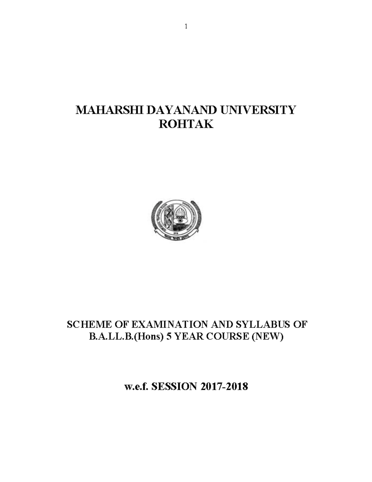B.A. LL.B. (Hons) 5 Year Course: Examination & Syllabus Overview - Studocu