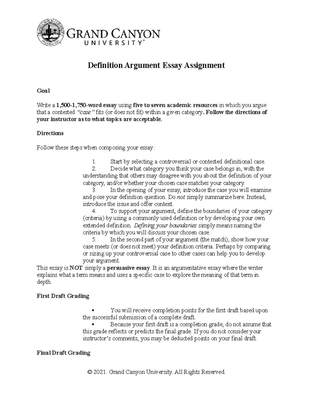 ENG106 Definition Essay Assignment-ground - Definition Argument Essay ...