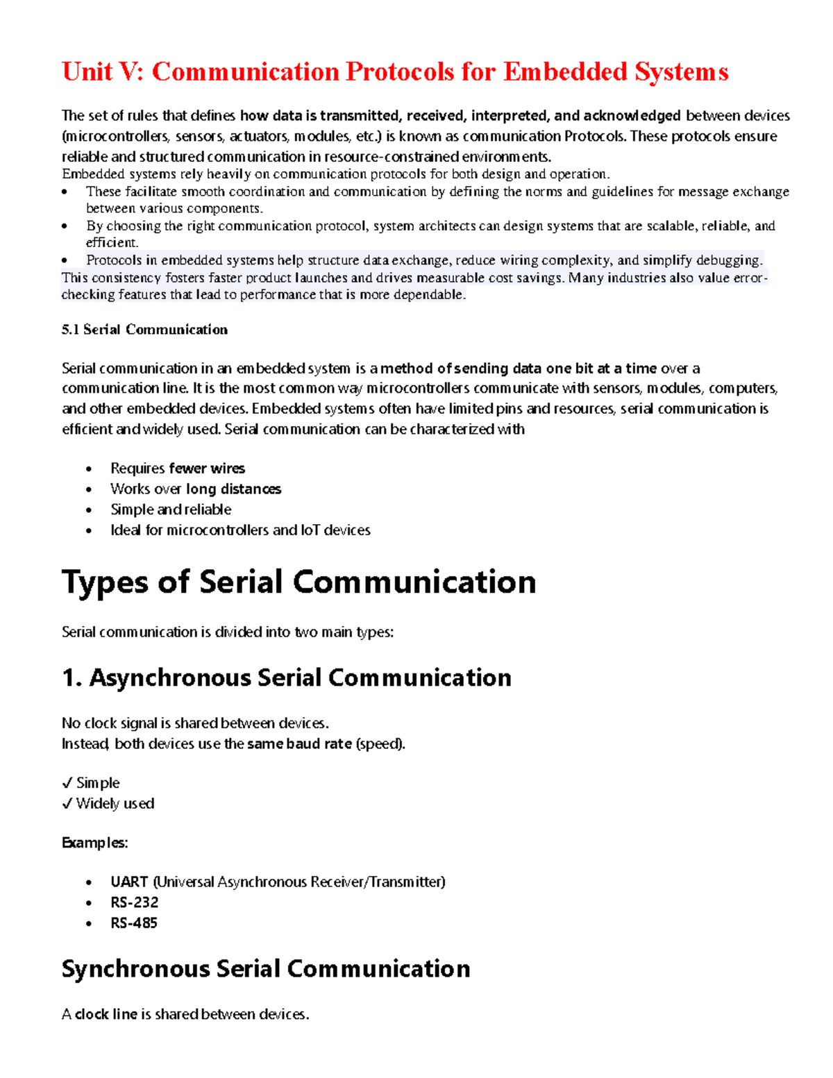 Chapter V: Communication Protocols for Embedded Systems - Studocu