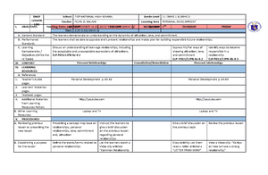 Dll perdev 2nd week - This is a Daily Lesson Log for Personal ...