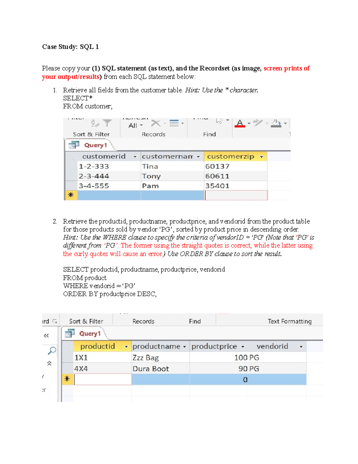 CS - SQL1 Case Study Answers - Assignment Response - Studocu