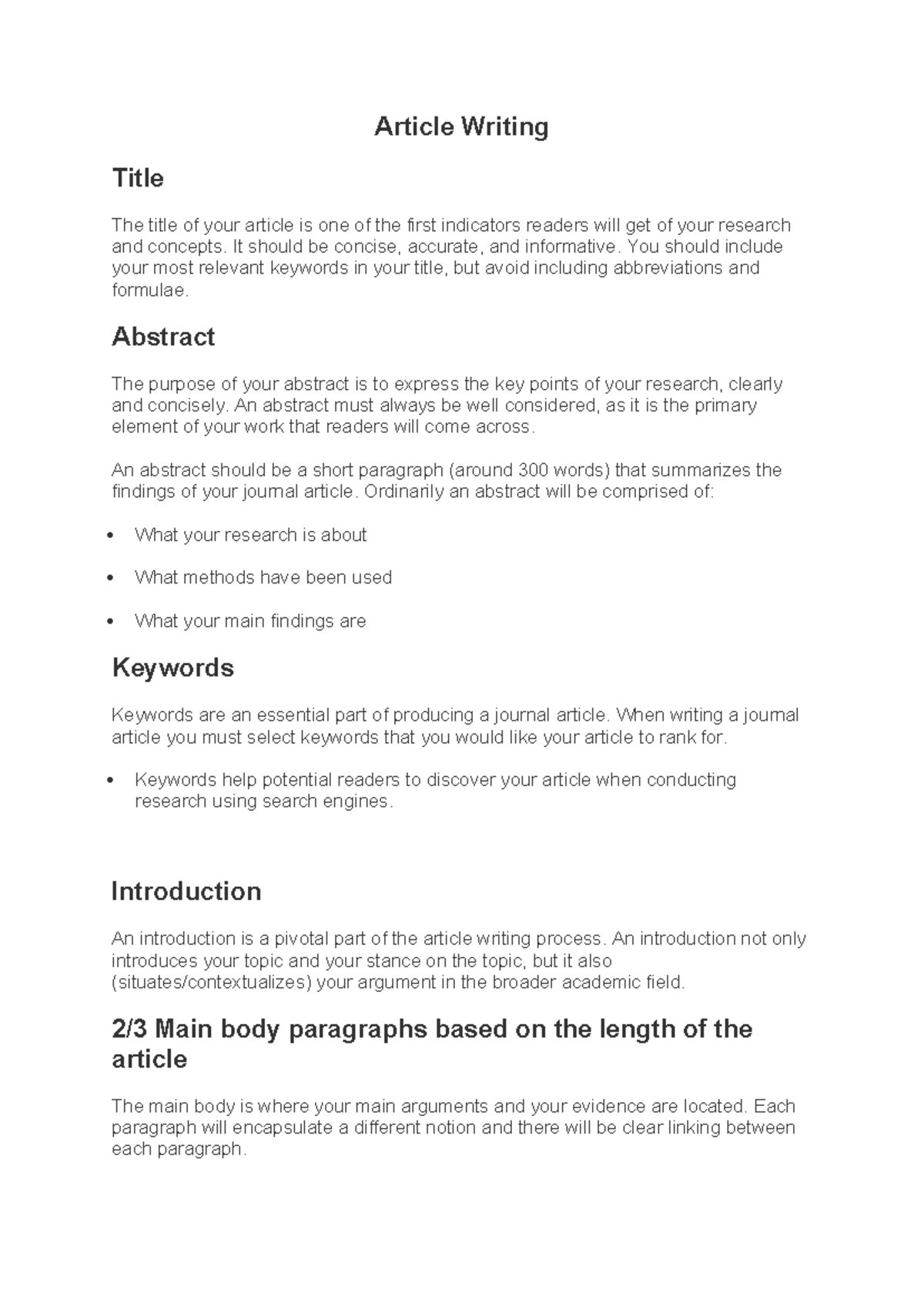 Writing an Article: Practice Worksheet for Effective Titles - Studocu