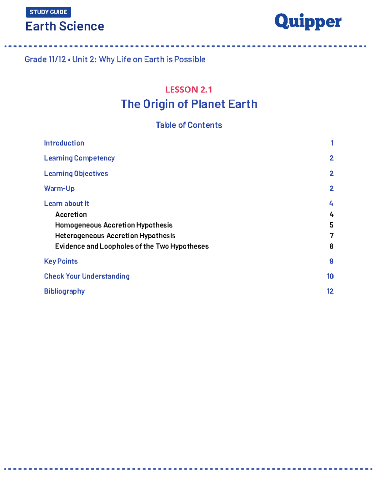Week 5 The Formation of Planet Earth 1 - Grade 11/12 • Unit 2: Why Life ...