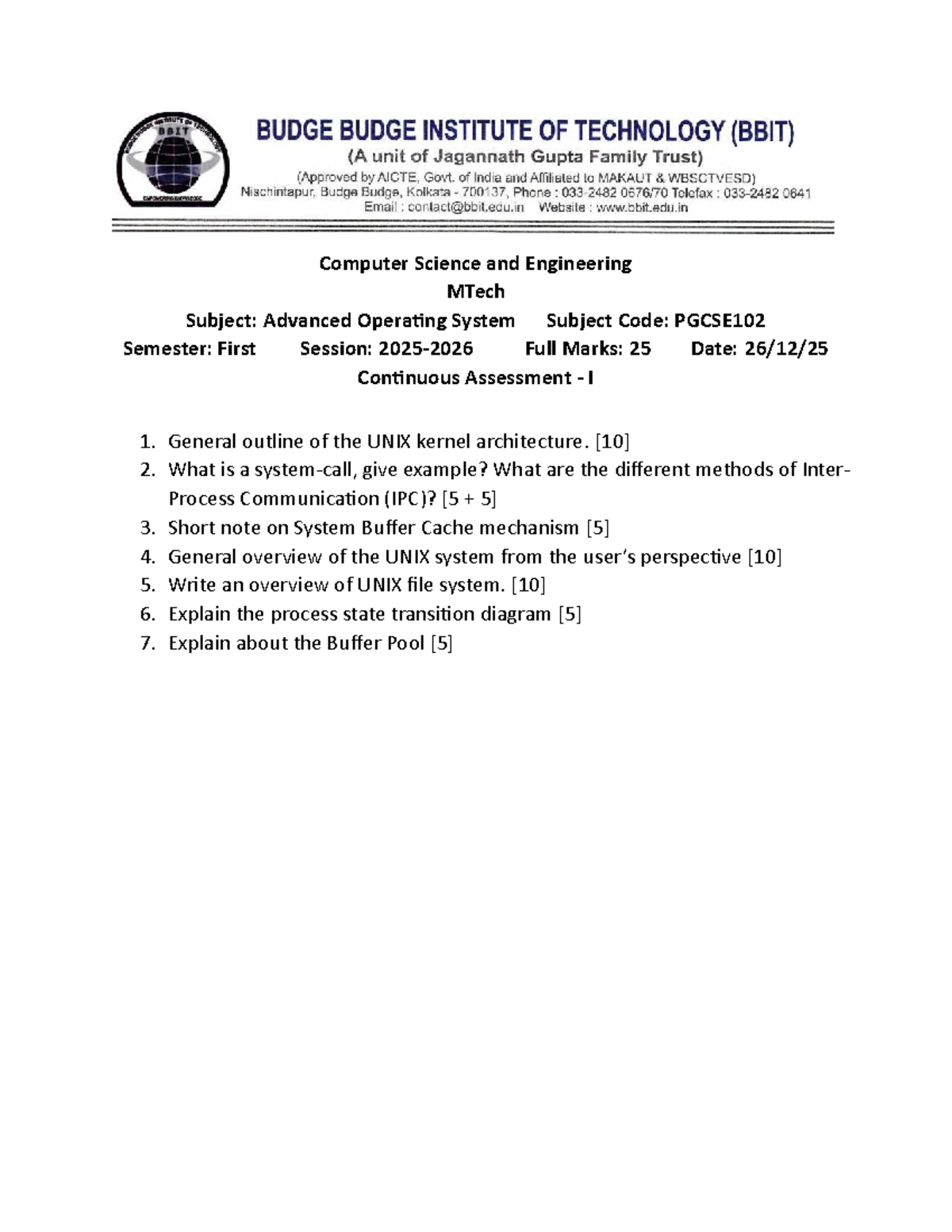 Advanced OS CA-I - HELLO - Computer Science and Engineering MTech ...