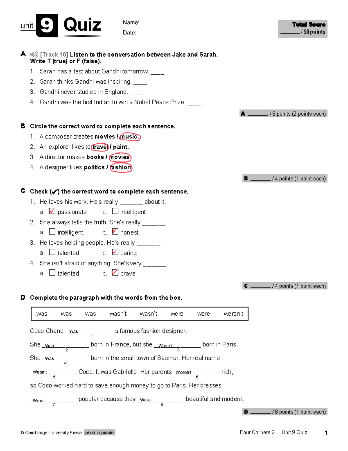 FC2 Q09 - Kzks - © Cambridge University Press photocopiable Four ...