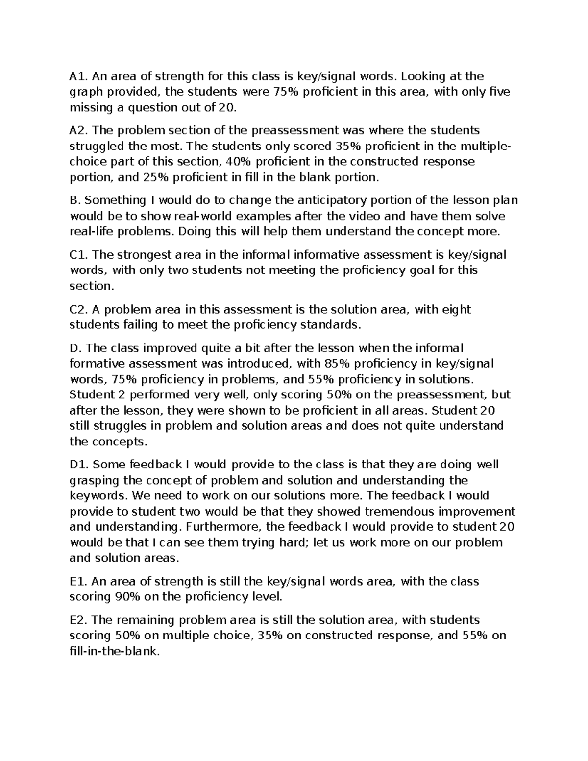 Task 2: Evaluating Learning & Instruction - Strengths & Areas for Improvement - Studocu