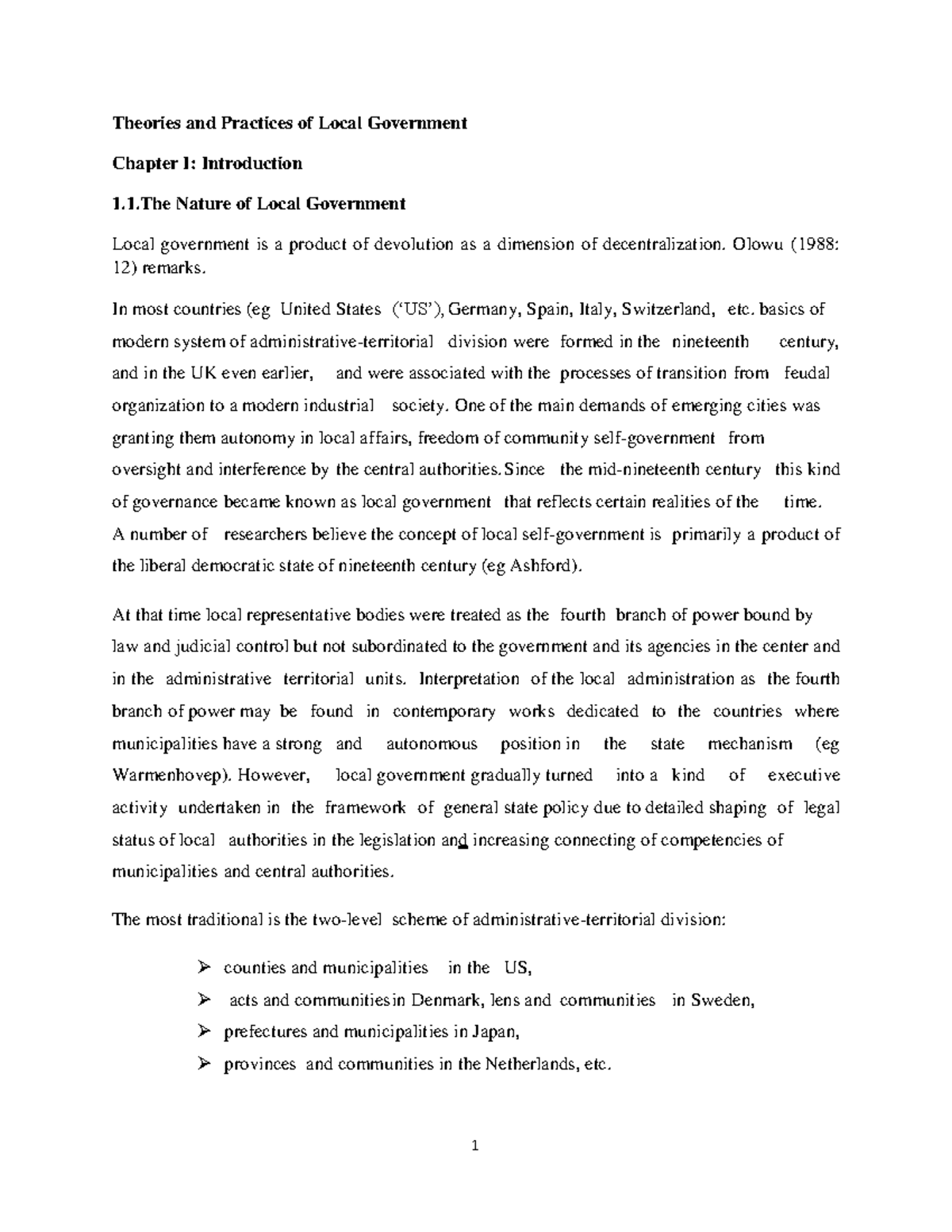 Local Government Theories & Practices: Chapter I Overview (Course Code ...