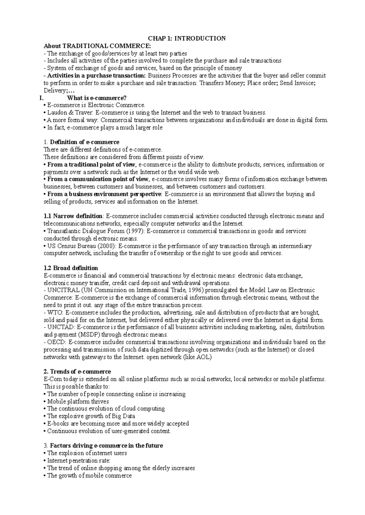 CHAP 1: Introduction to Traditional Commerce and E-Commerce Concepts ...