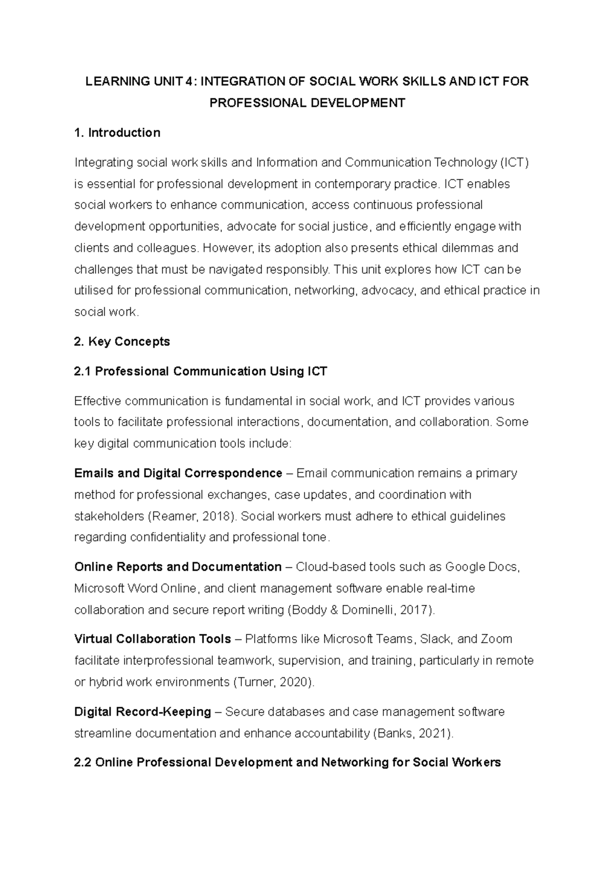 Integrating ICT in Social Work: Skills, Ethics, and PD Strategies - Studocu