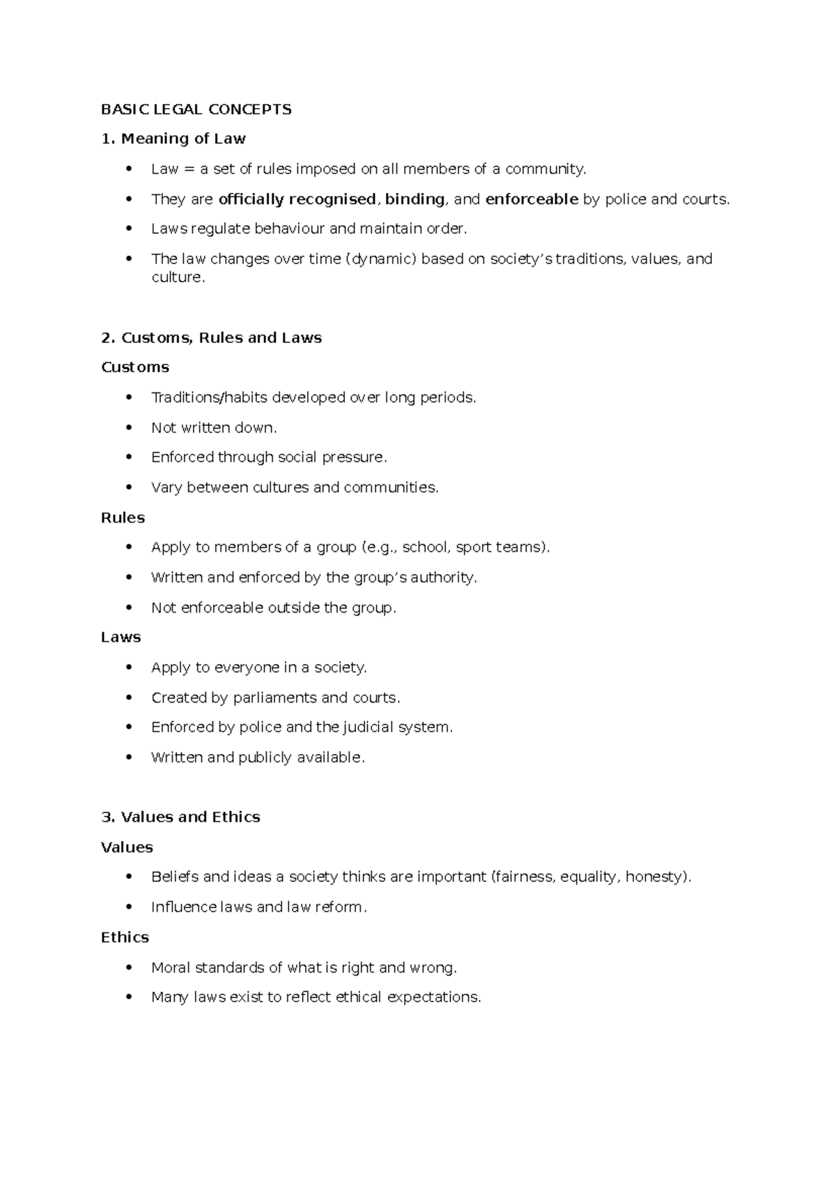 BASIC LEGAL CONCEPTS: Study Notes for Legal Studies (LS101) - Studocu