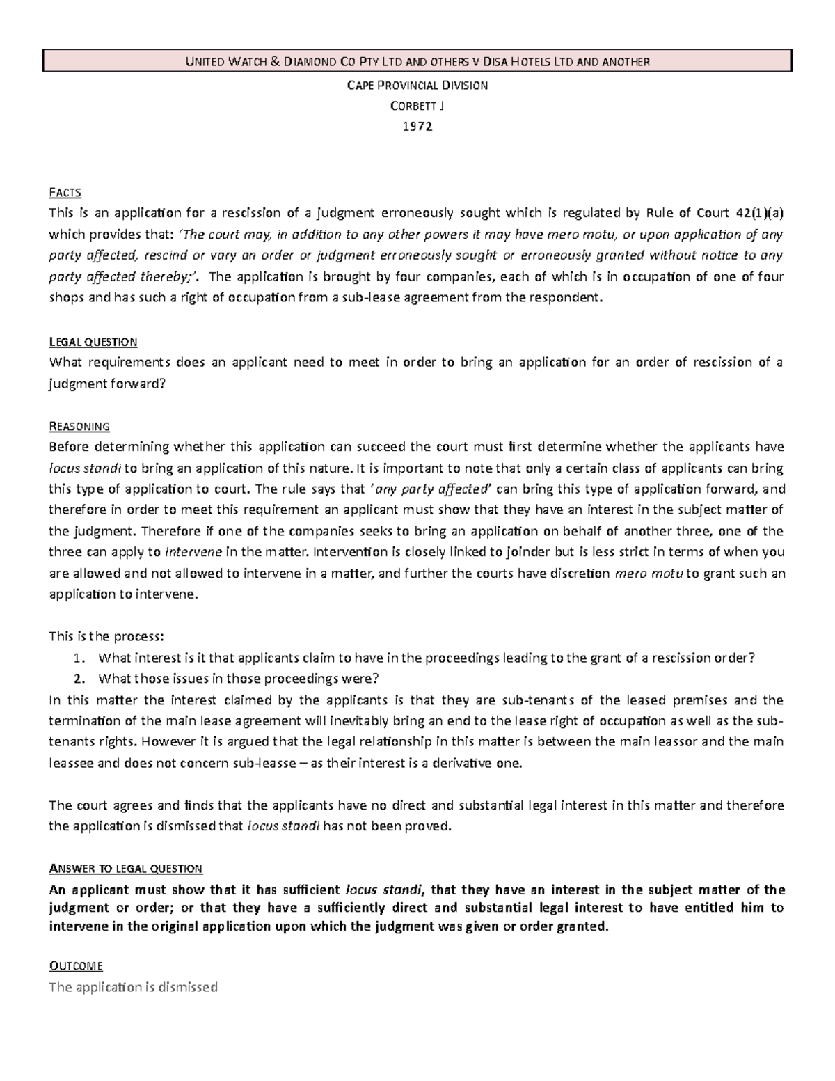 United Watch and Diamond Co v Disa Hotels - UNITED WATCH & DIAMOND CO ...