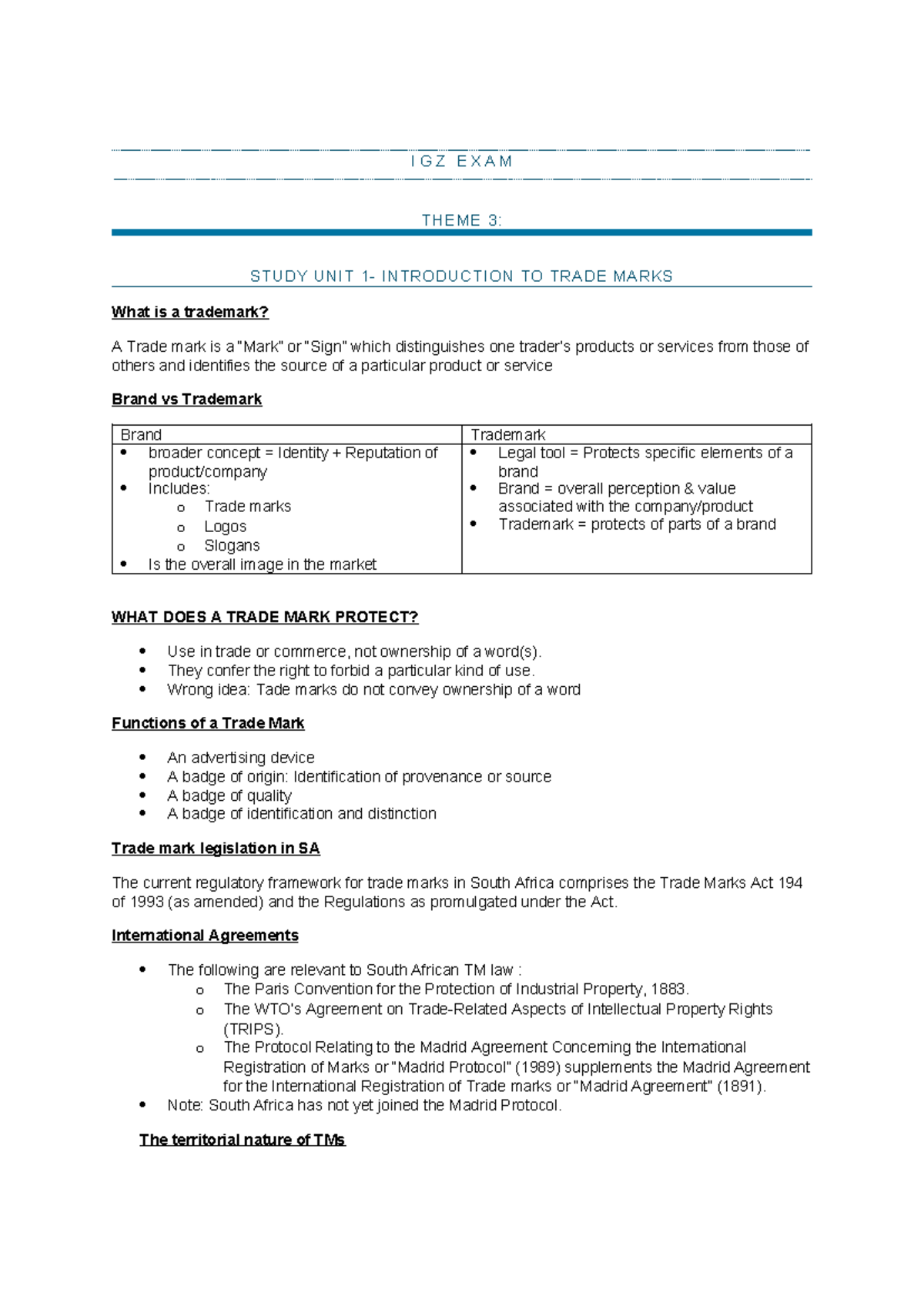 IGZ Exam - exam prep - I G Z E X A M THE ME 3: STUDY UNIT 1 ...
