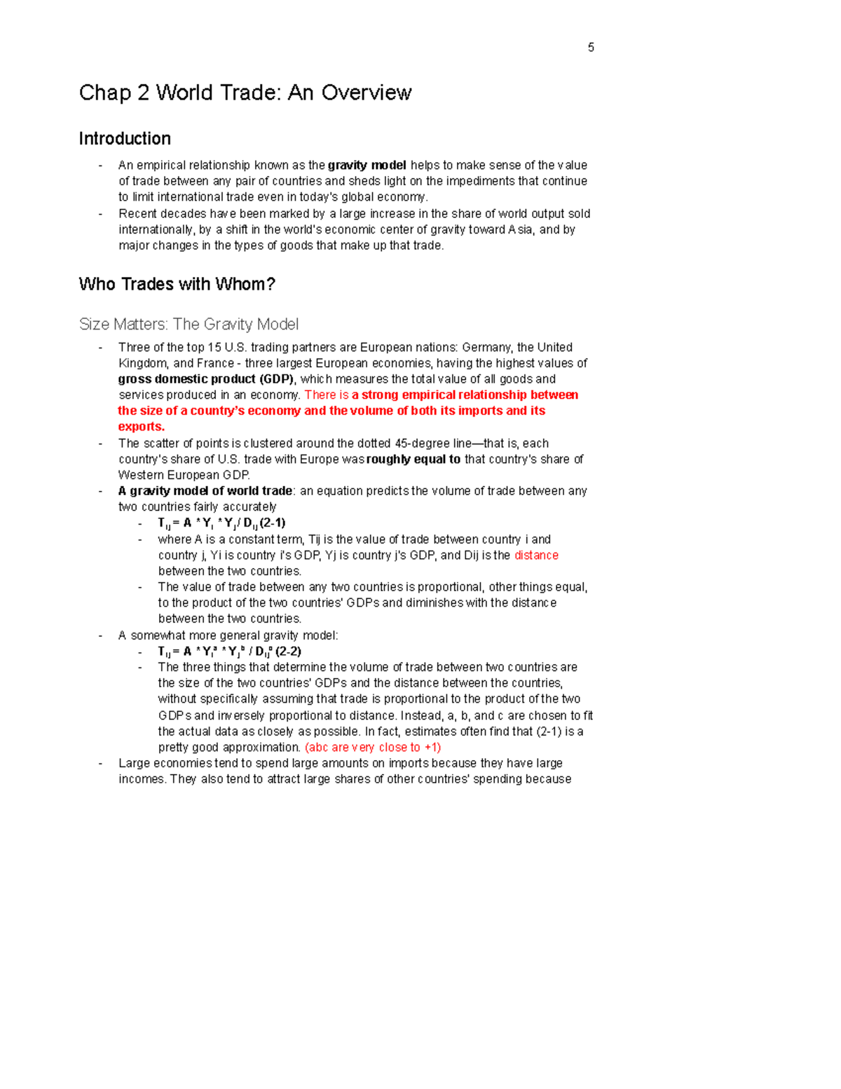 International Economics Chap 2: Overview of World Trade Dynamics - Studocu