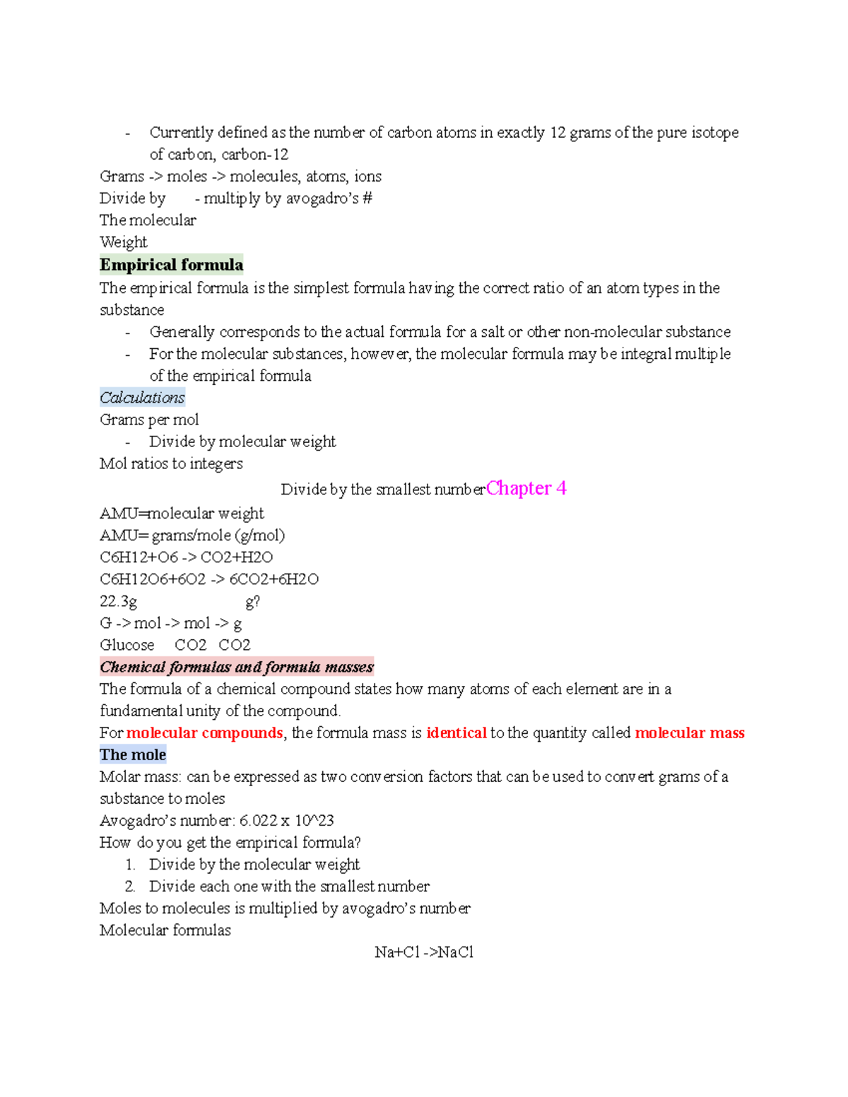 Chem 100 - Chapter 4 & 7 Summary with Problem Set Assistance - Studocu
