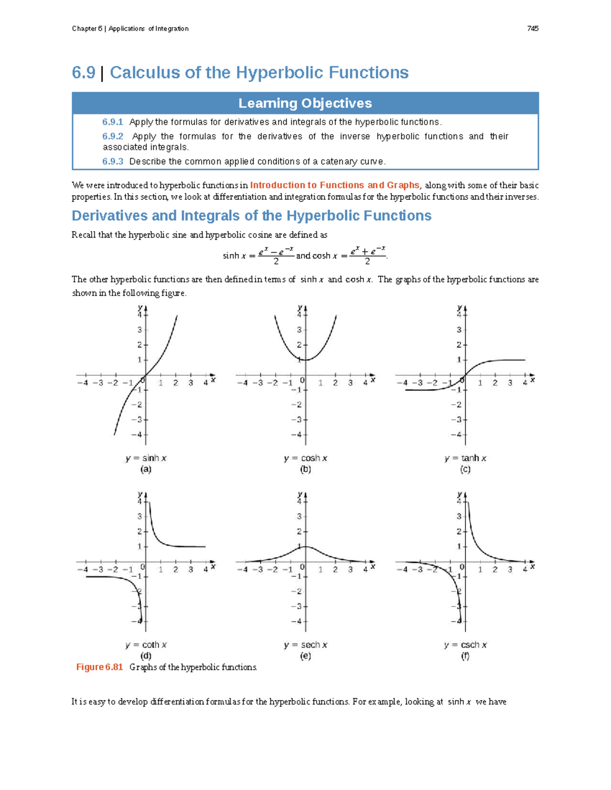 Chapter 6: Applications of Integration - Hyperbolic Functions (Calc 745 ...