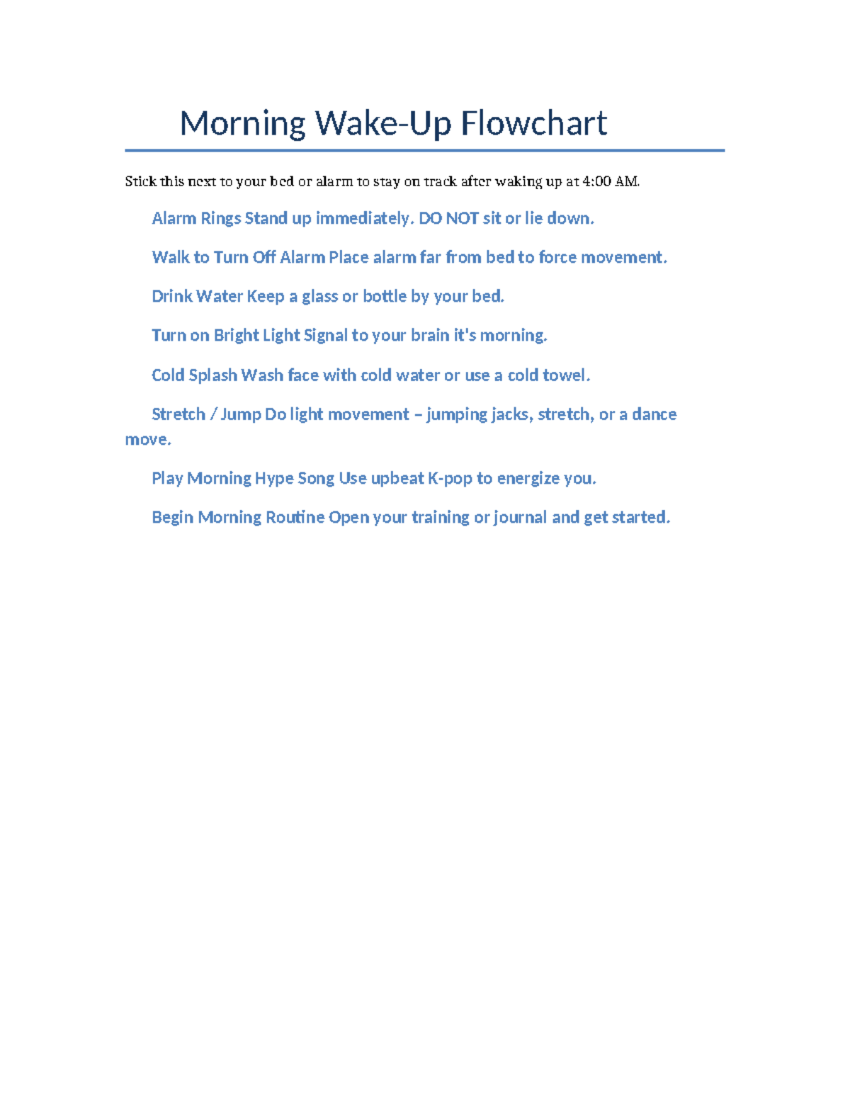 Morning Wake Up Flowchart: Energize Your 4 AM Routine - Studocu