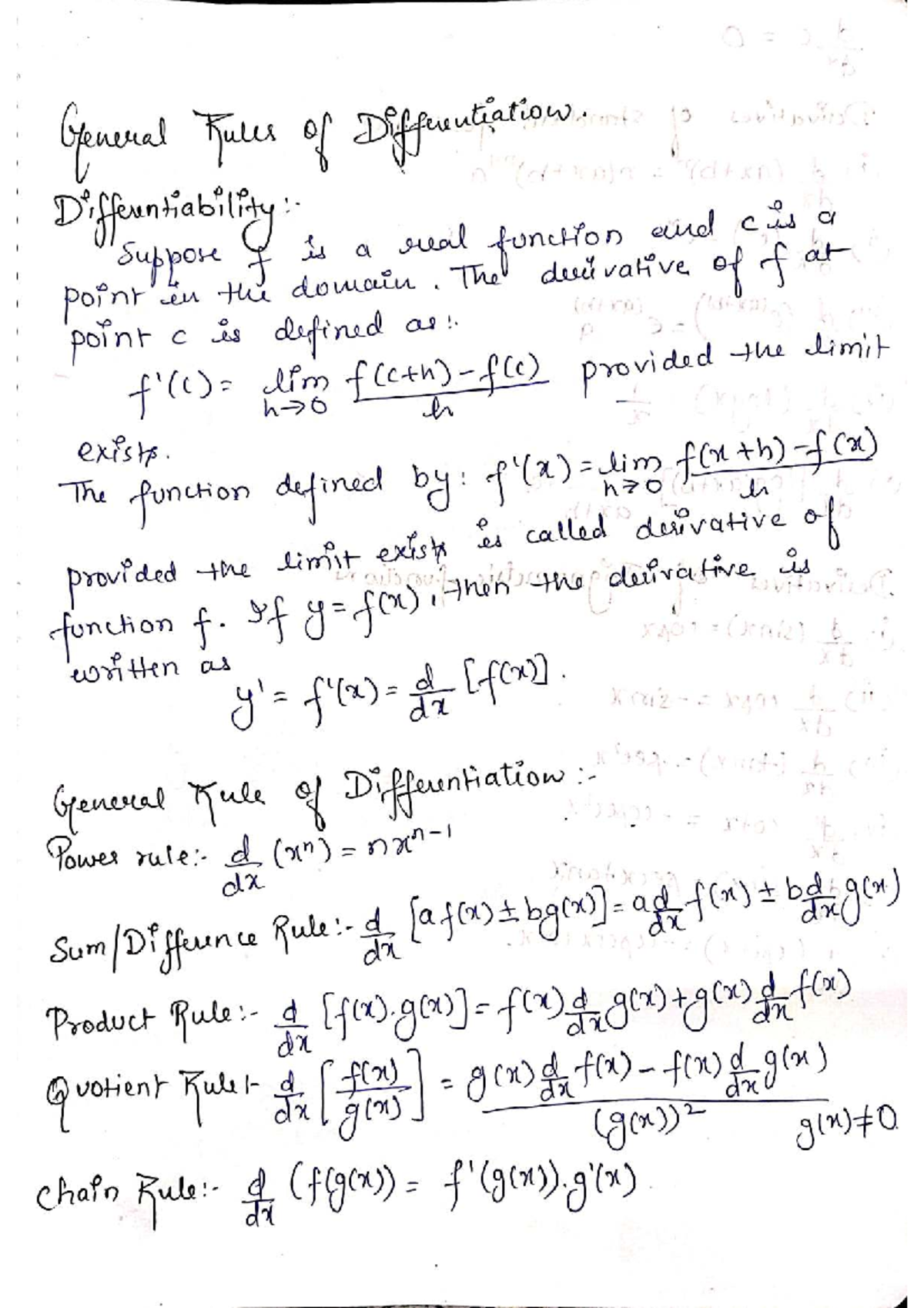 Differentiation Rules and Techniques - MTH Unit 1 Presentation - Studocu