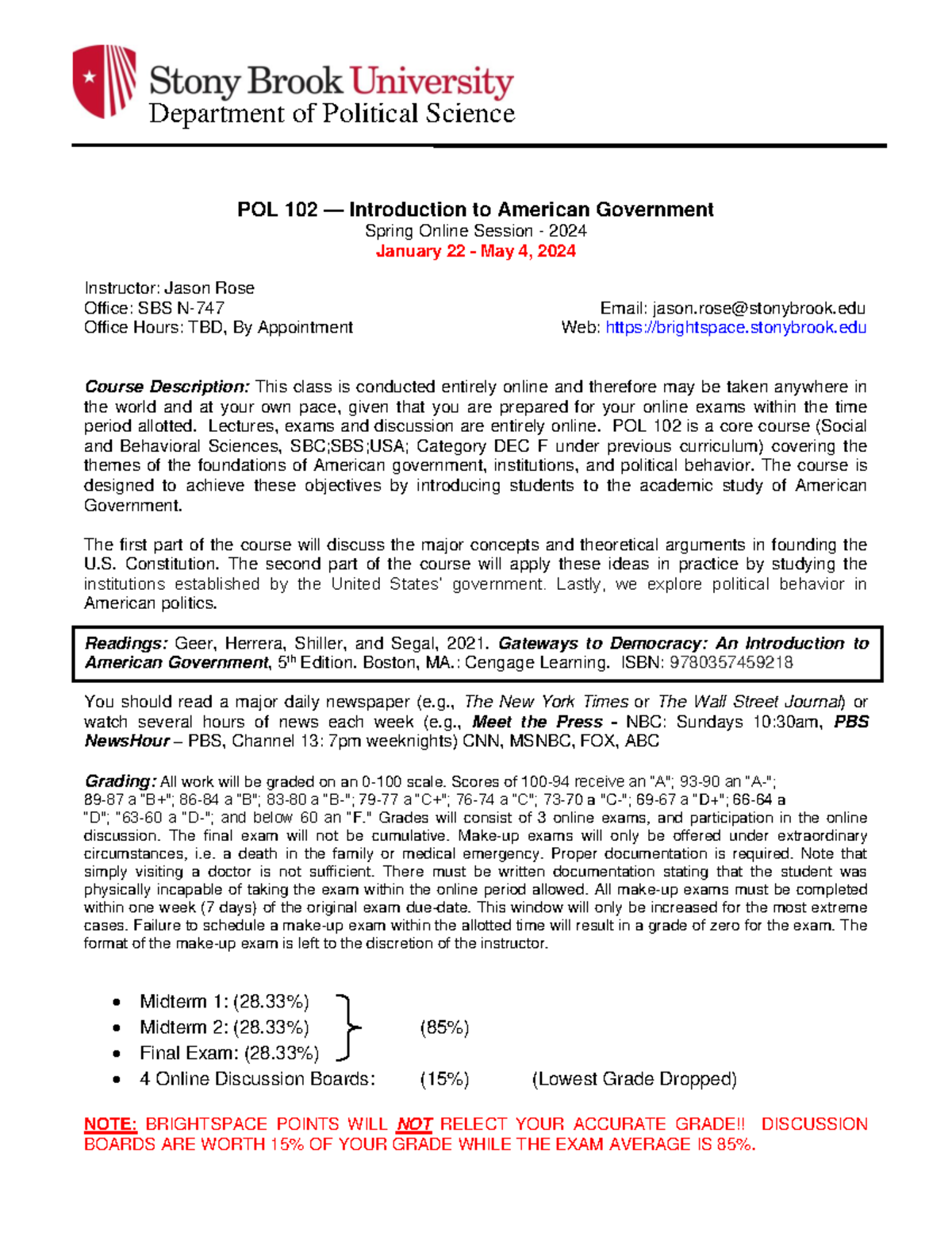 Jason Rose Spring 2024 POL 102 Syllabus - Department of Political ...