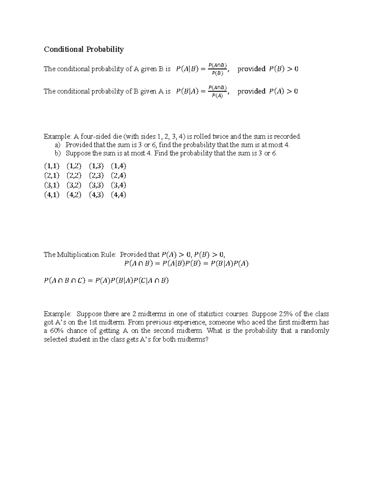 Conditional Probability and Independence - Lecture Notes - Studocu