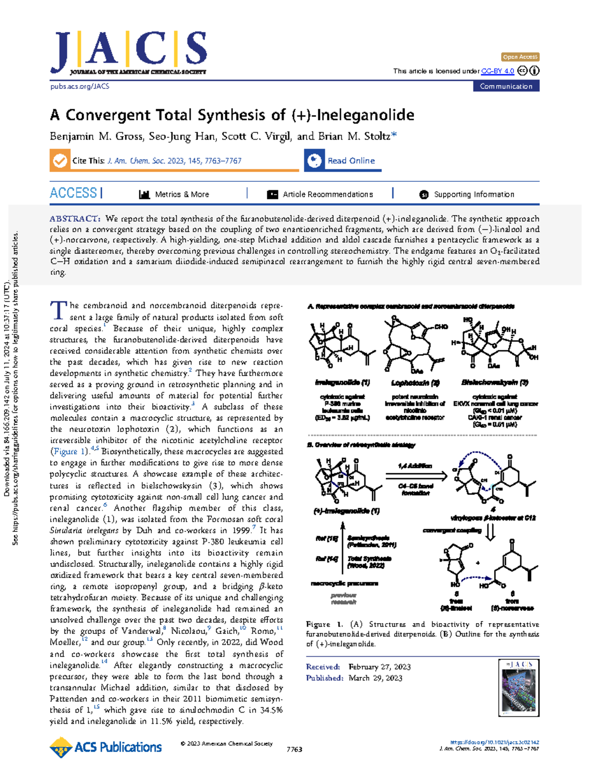 Final Exam: Convergent Total Synthesis of (+)-Ineleganolide (CHEM 145 ...