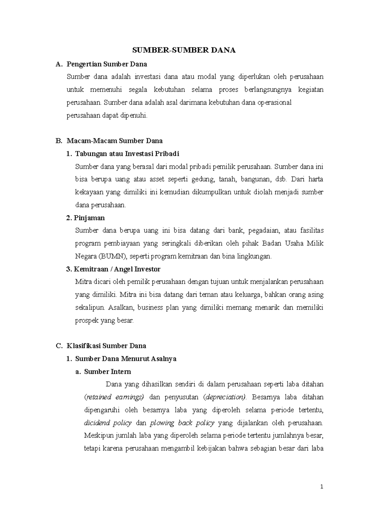 22875 282016 Sumber-Sumber Dana untuk Perusahaan dan Investasi - Studocu