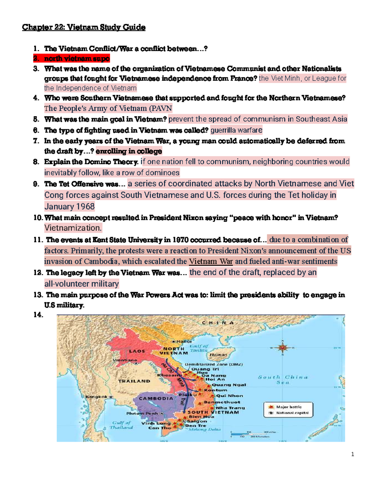 Chapter 22: Vietnam War Study Guide and Key Concepts - Studocu