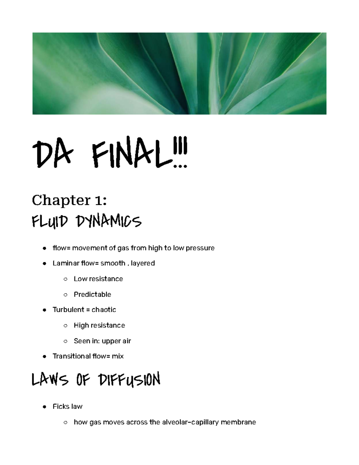 DA FINAL: Fluid Dynamics and Gas Laws Overview - Studocu
