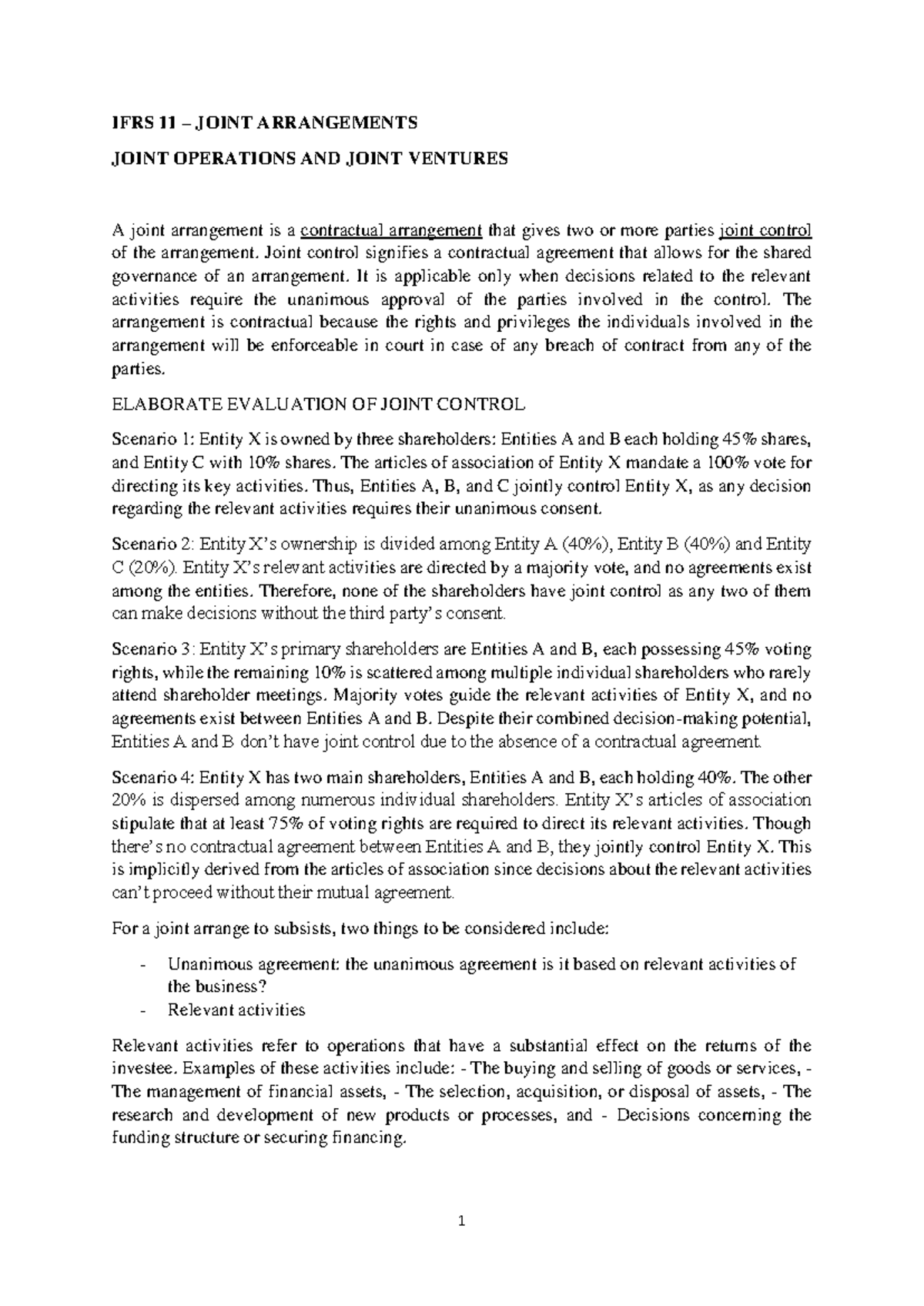 IFRS 11 Joint Arrangements: Understanding Joint Operations & Ventures ...