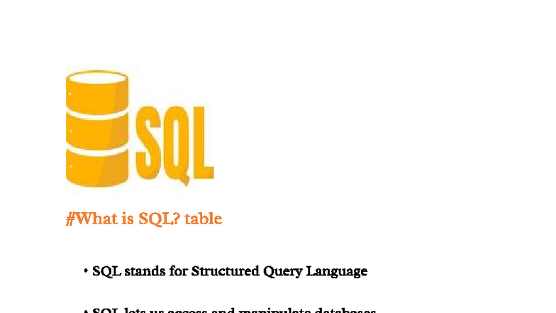 My SQL Notes - SQL Review and Database Concepts - Studocu
