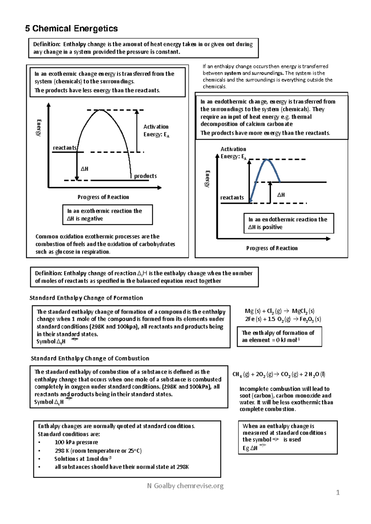 5 CIE Chemical Energetics: Enthalpy Changes and Calculations - Studocu