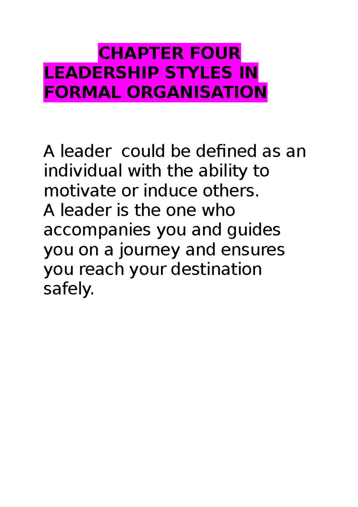 EDM 101 - Leadership Styles in Formal Organizations: Chapter Insights ...