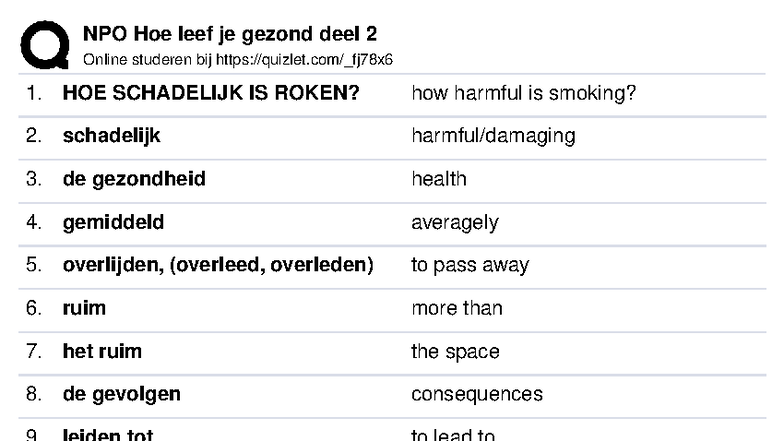 NPO Hoe leef je gezond Deel 2: Gevaren van Roken en Gezondheid ...