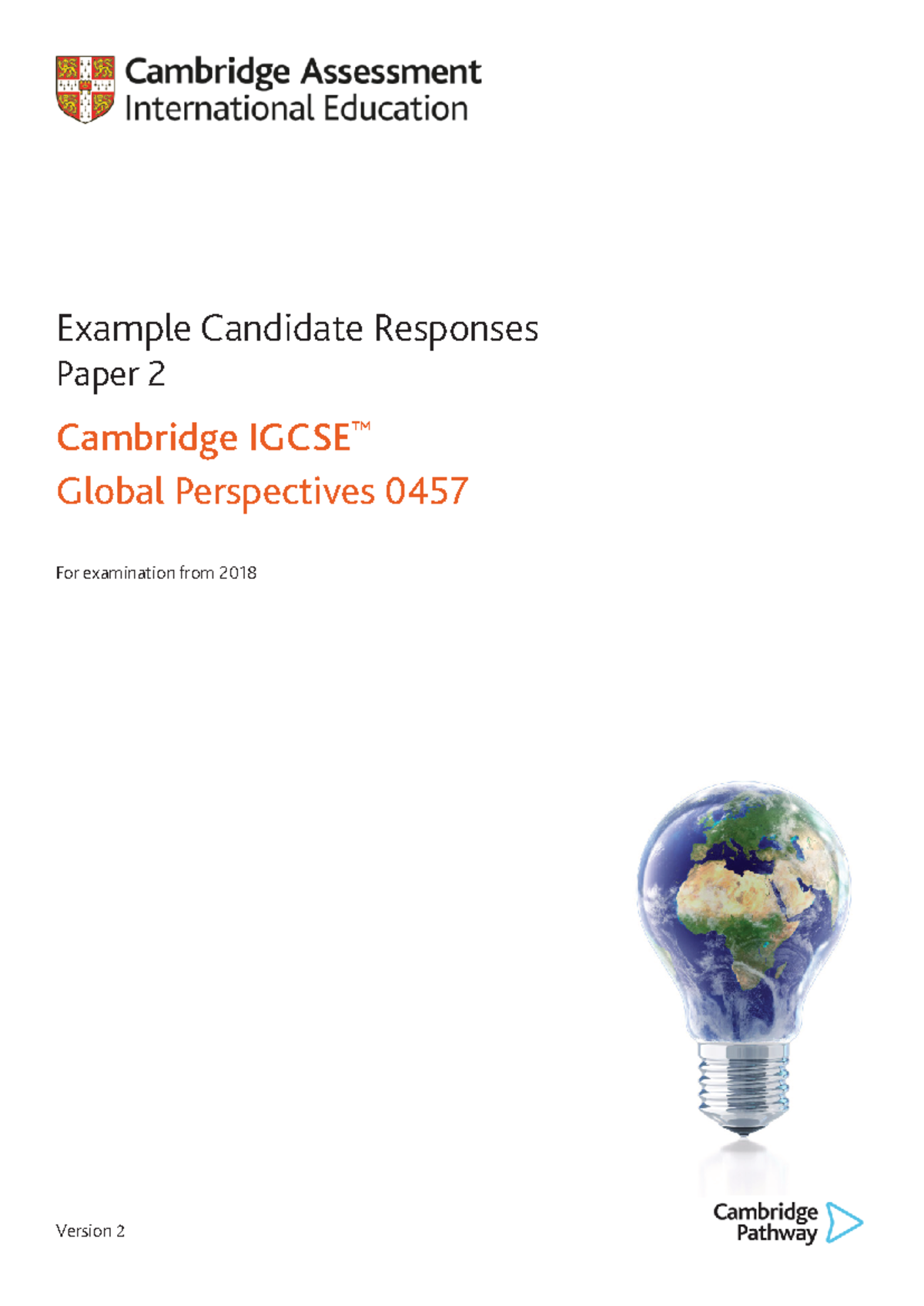 Example Candidate Responses for Cambridge IGCSE Global Perspectives ...