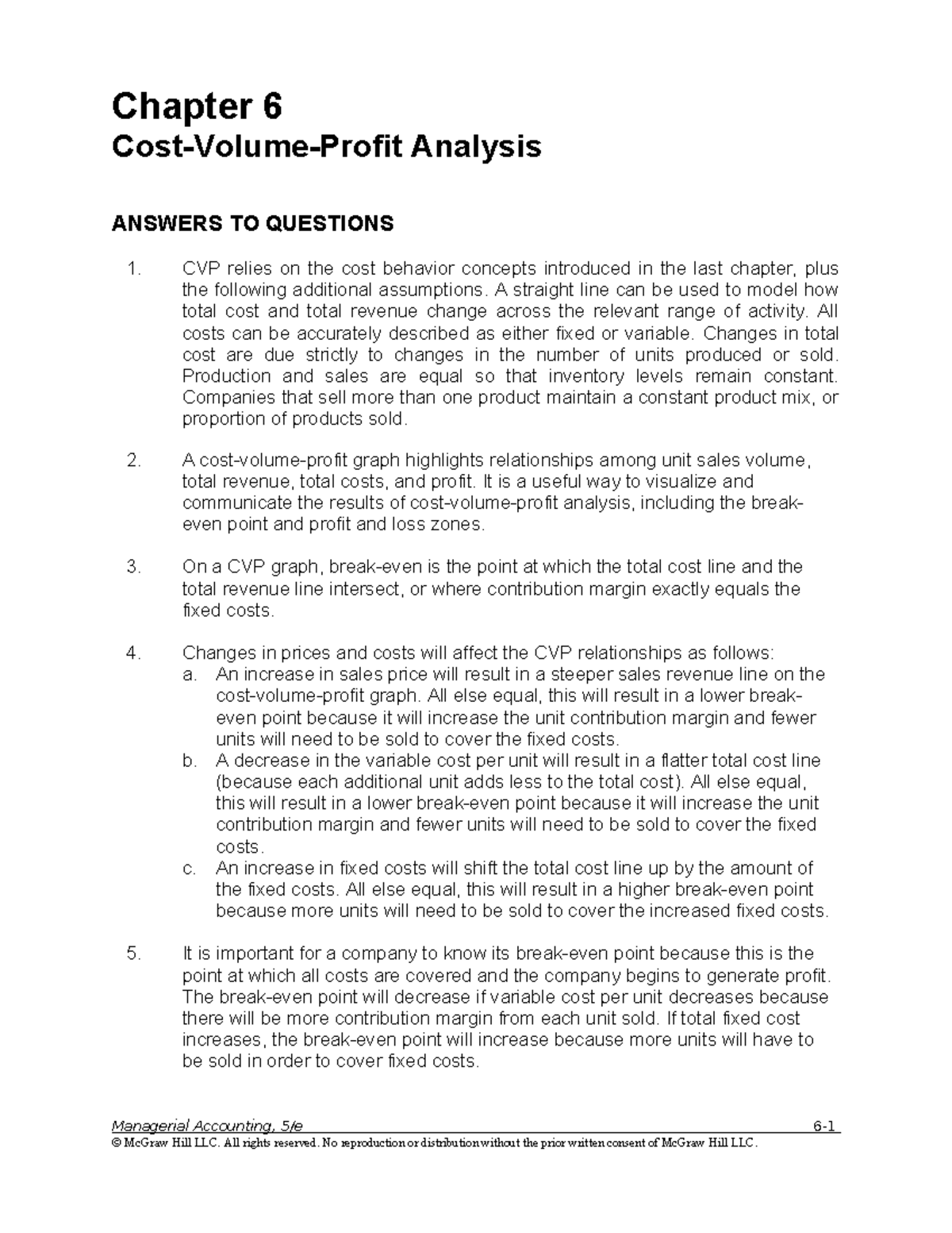 Managerial Accounting MA 5e Chapter 6 Solutions and Analysis - Studocu