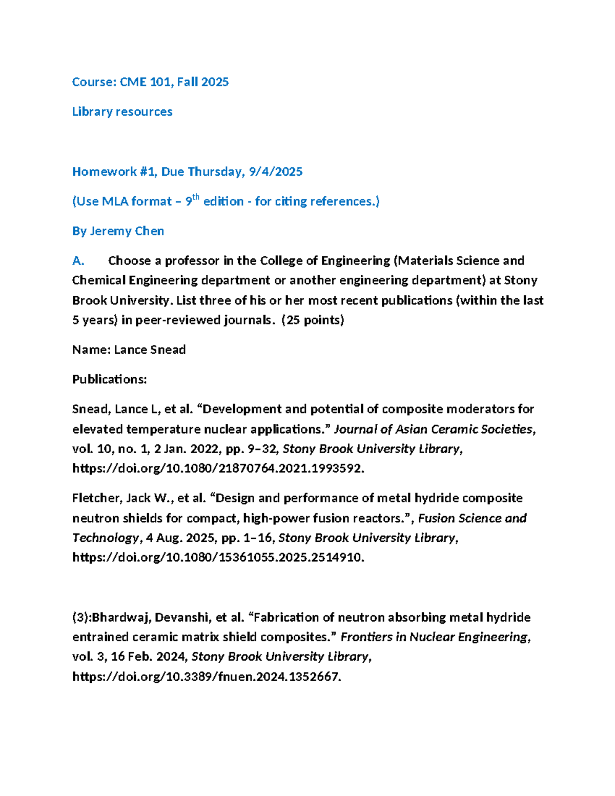 CME 101 Fall 2025: Library Resources Homework Assignment - Studocu