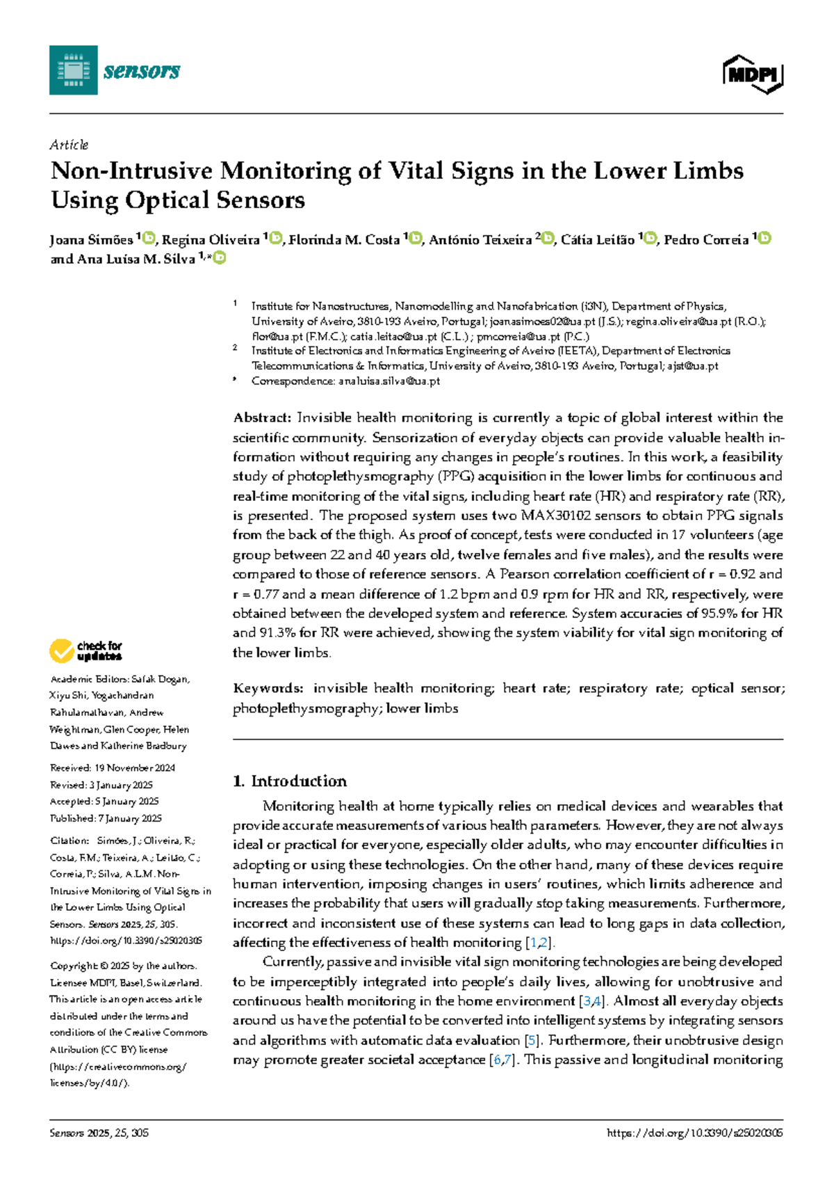 Non-Intrusive Monitoring of Vital Signs in Lower Limbs Using Optical ...