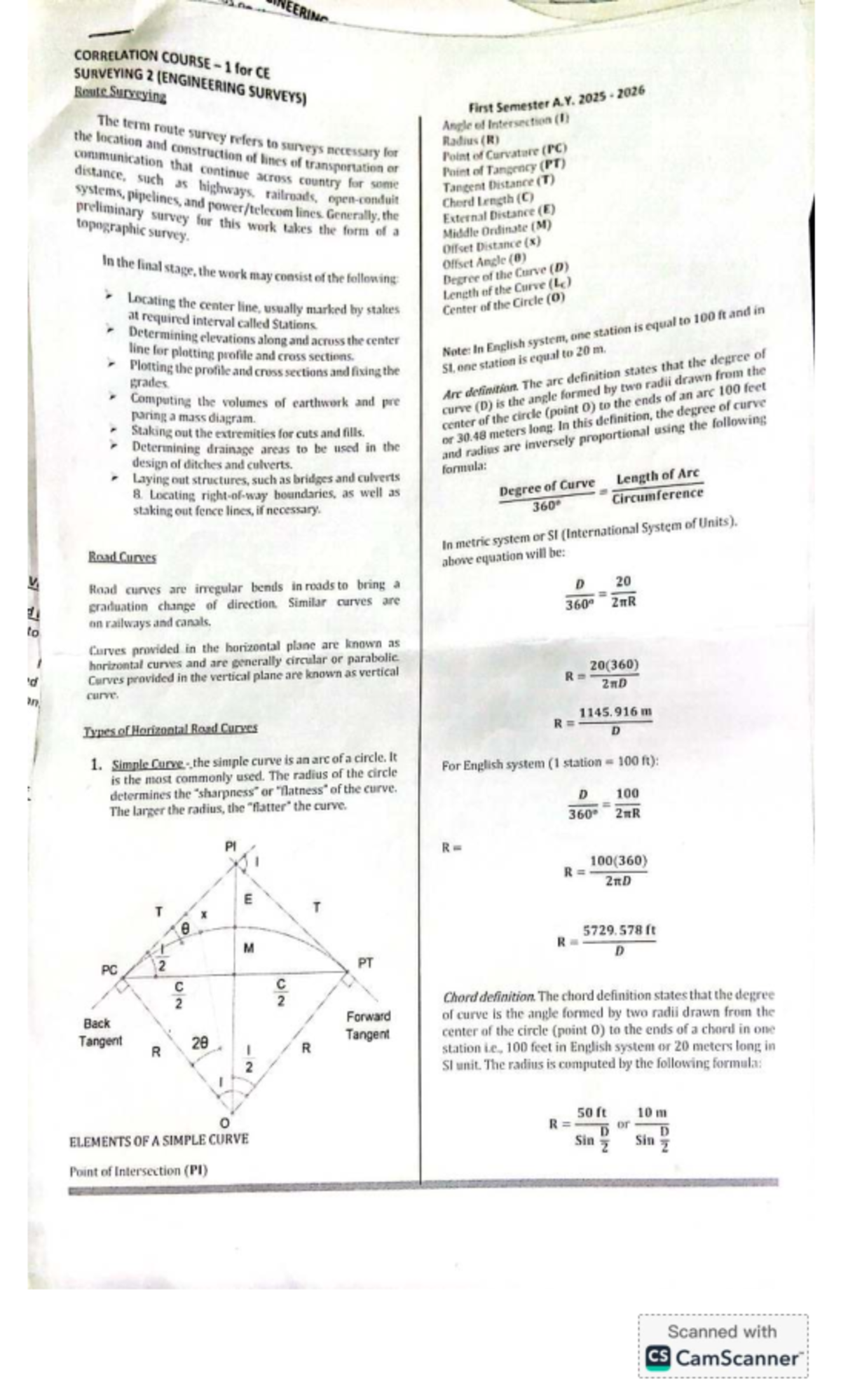 Correlation Course 1: CE Surveys for First Semester A.Y. 2025-2026 ...