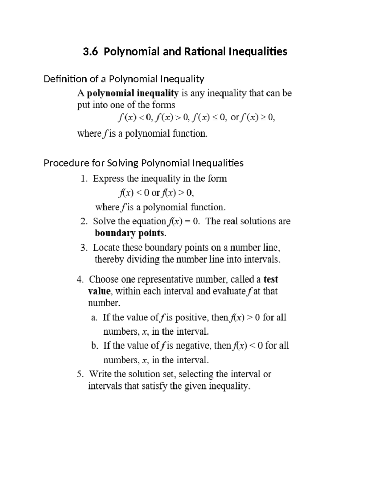 Polynomial and Rational Inequalities Overview and Solutions Methods ...
