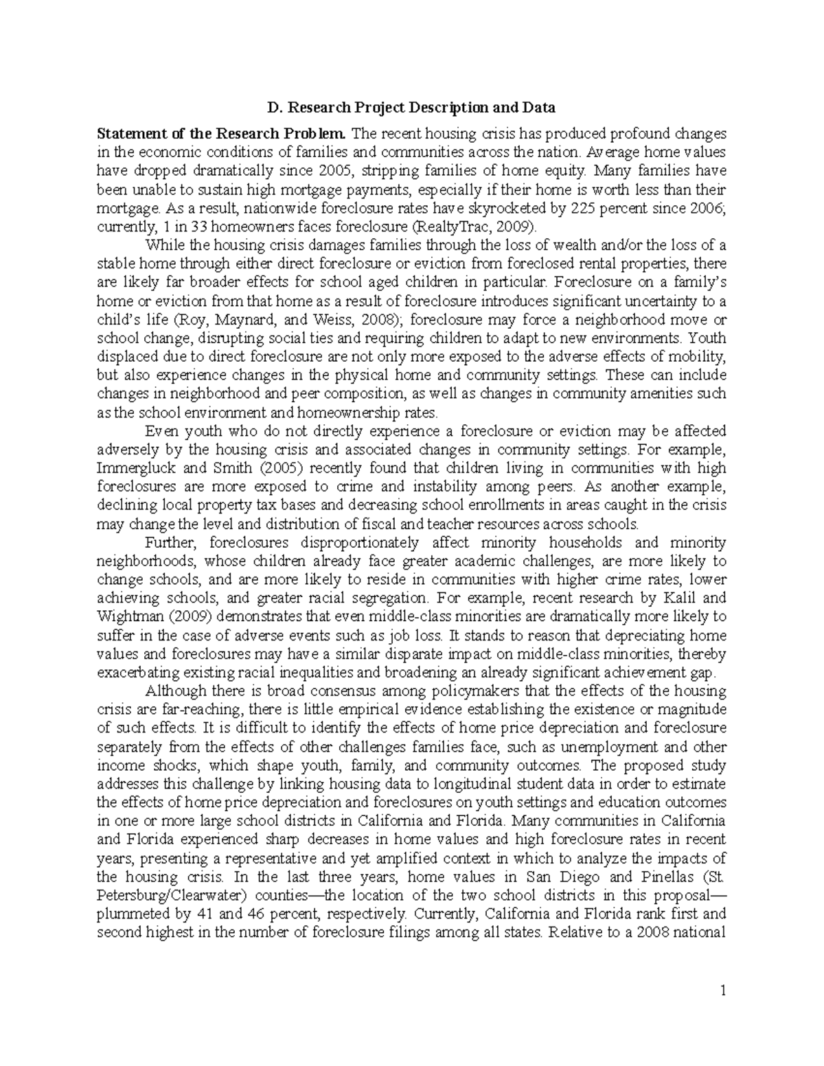 Evaluation+Research Proposal+Example - D. Research Project Description ...