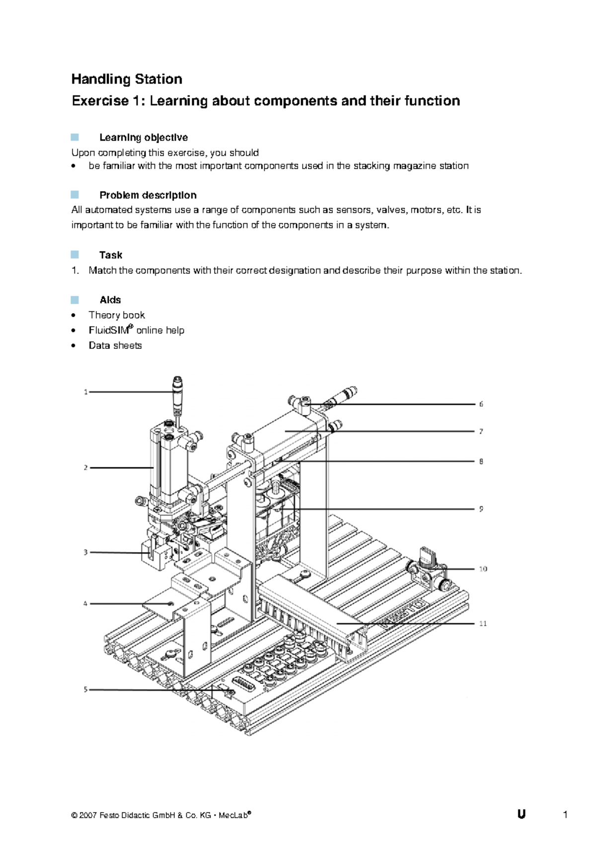 Handling Station Exercises for Mechatronics: Components & Functions ...