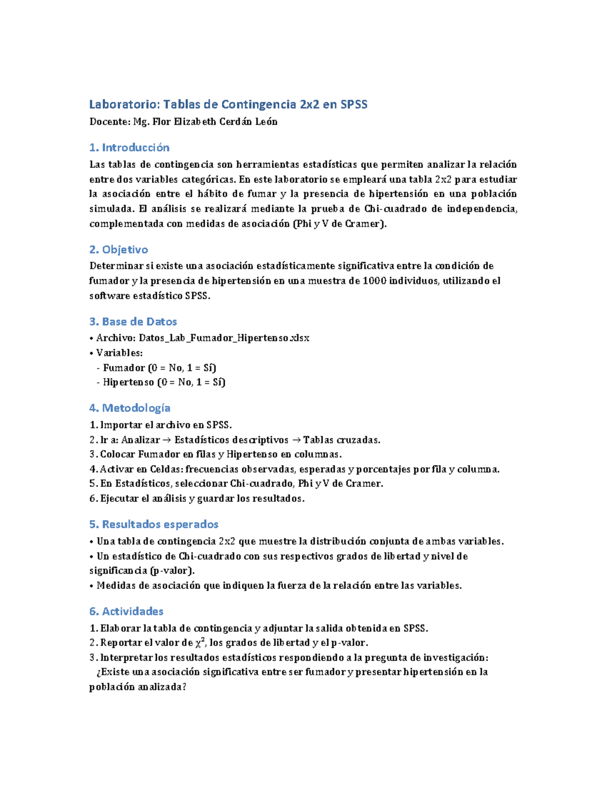 Laboratorio: Tablas de Contingencia 2x2 en SPSS - Análisis de Fumadores ...